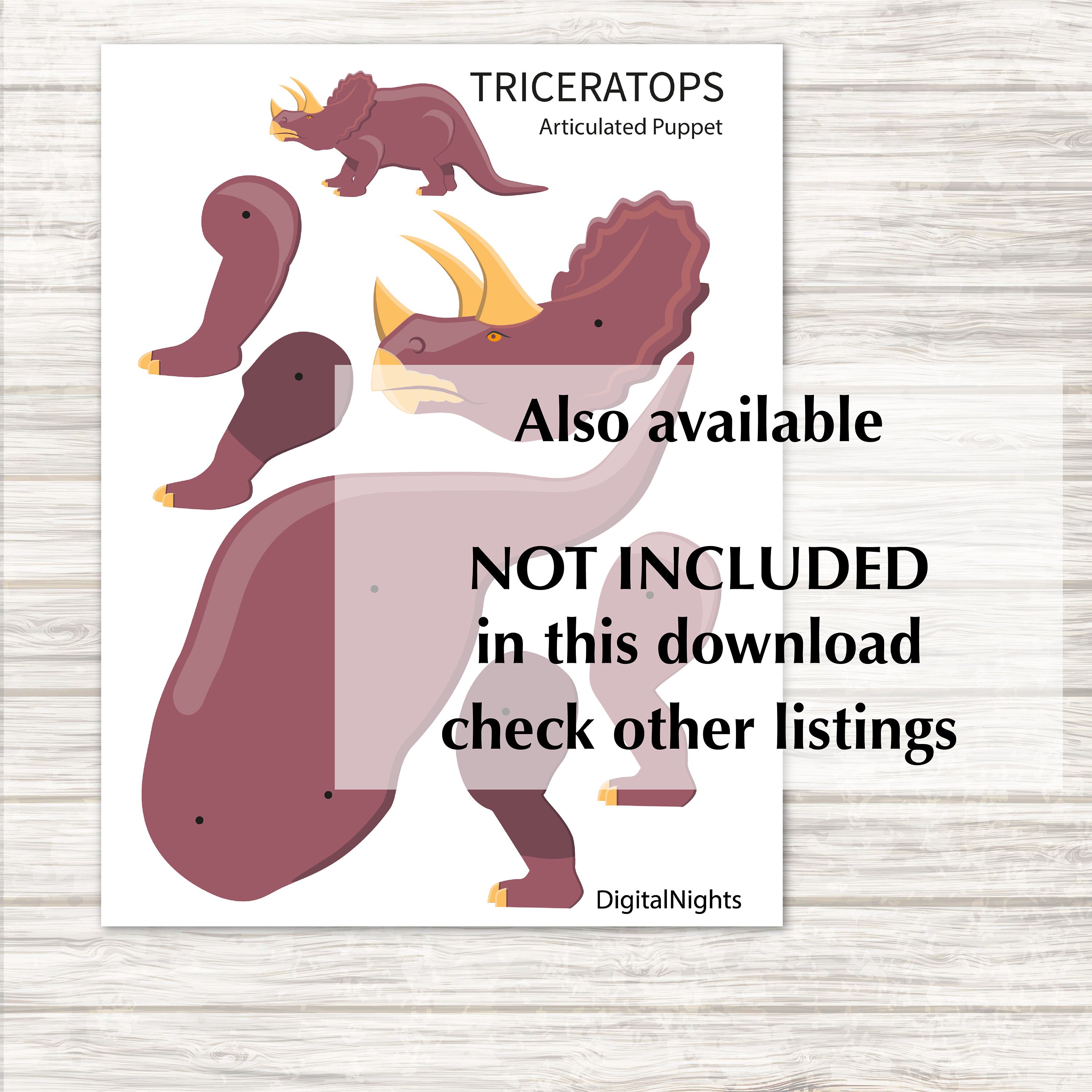 Articulated Paper Puppet Allosaurus Toy Dinosaur - Printable Instant ...