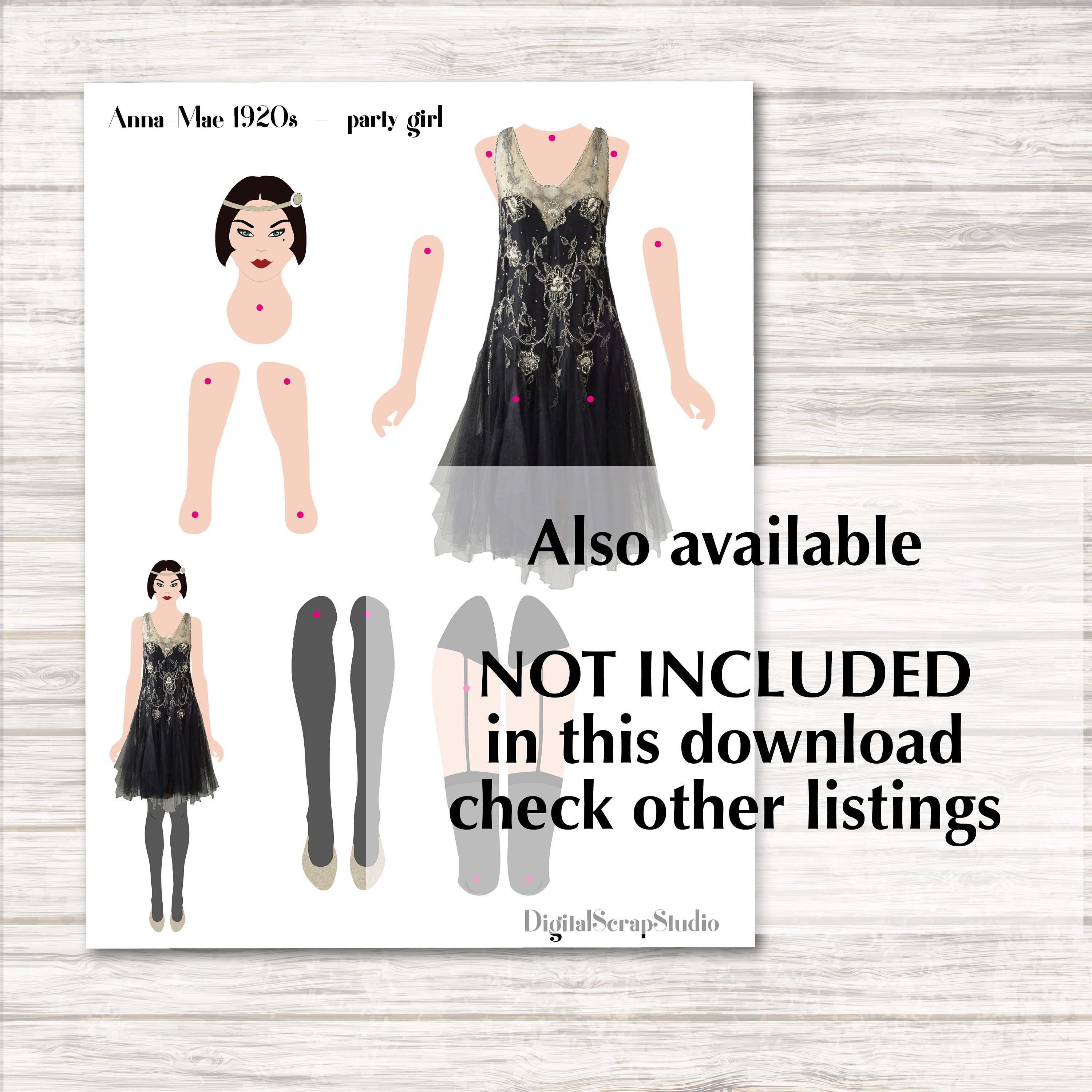 1920s Elegant Sophisticate Flapper Anna-mae 2 Articulated Paper Doll ...