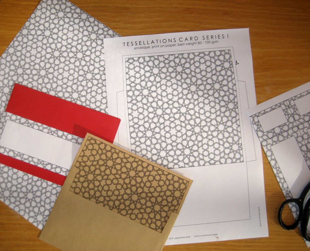 Colour-in Tessellated Pattern Printable Stationery Set - Etsy