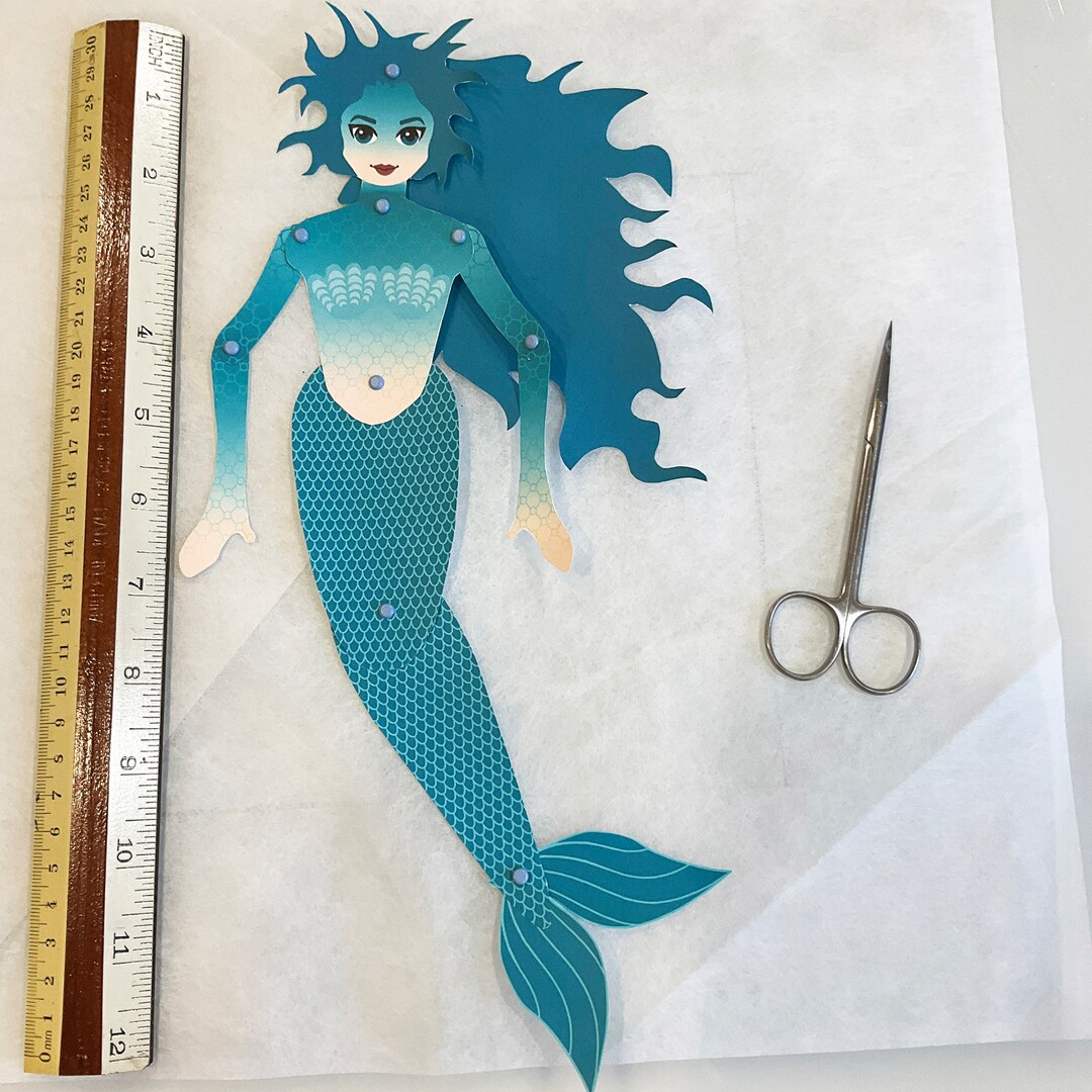 Seafoam Mermaid Articulated Paper Doll, Instant Download, Fantasy Paper ...