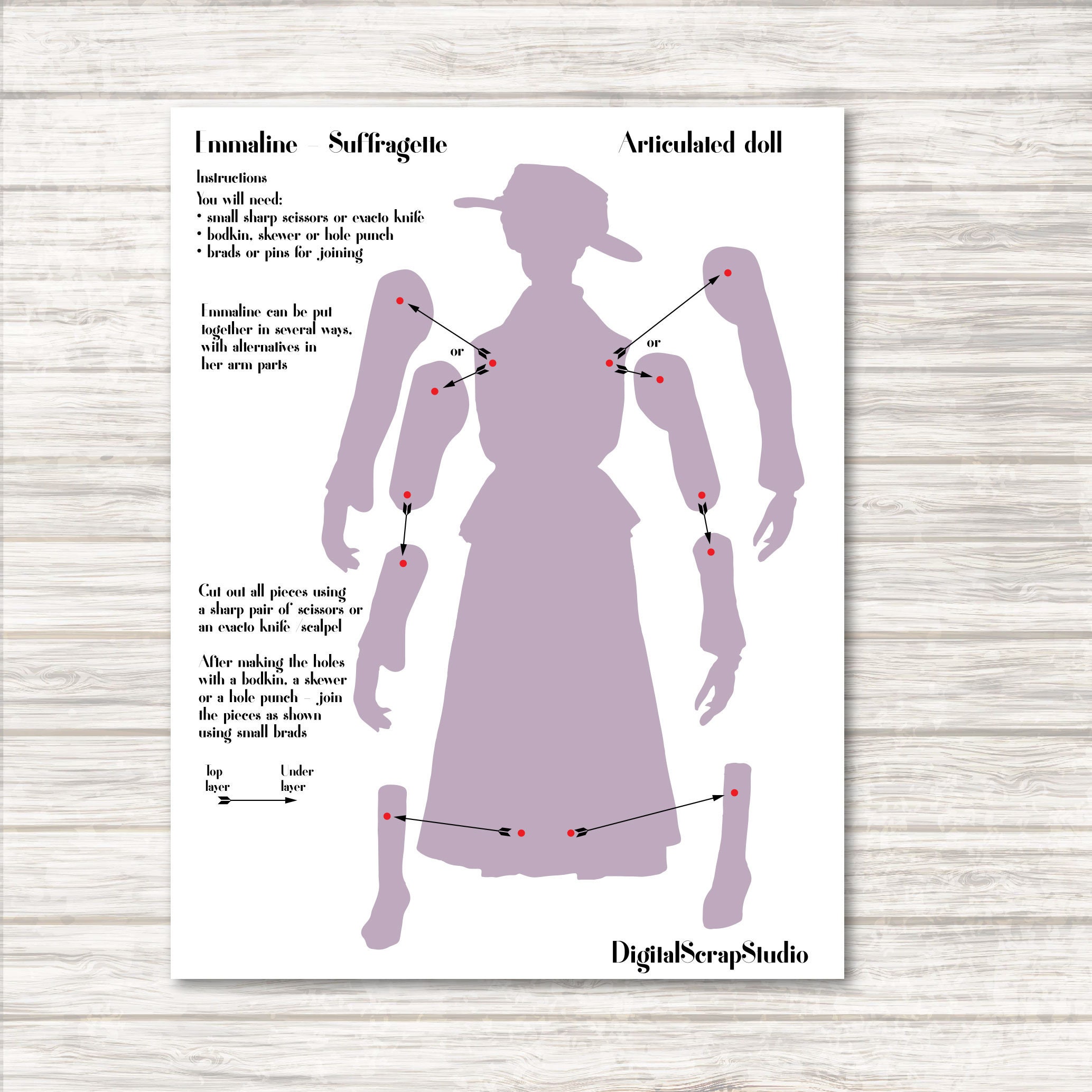 Articulated Paper Doll Puppet: Suffragette Emmaline, Pantin PDF ...