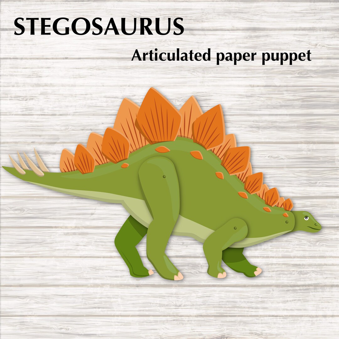 Articulated Paper Puppet Stegosaurus Toy Dinosaur Pretend Play ...