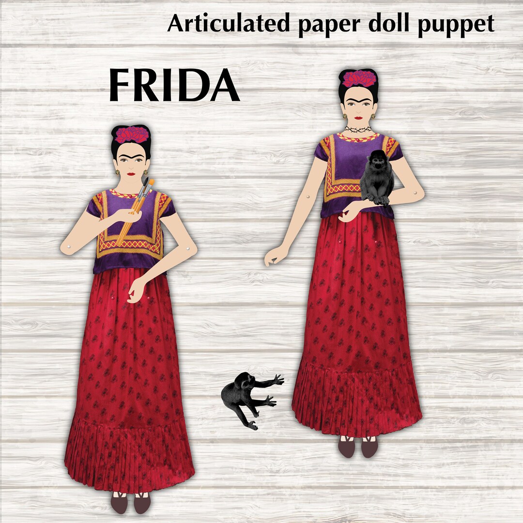 Frida - Mexican Painter and Artist - Articulated Paper Doll Puppet ...