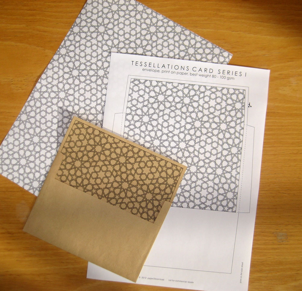 Colour-in Tessellated Pattern Printable Stationery Set - Etsy