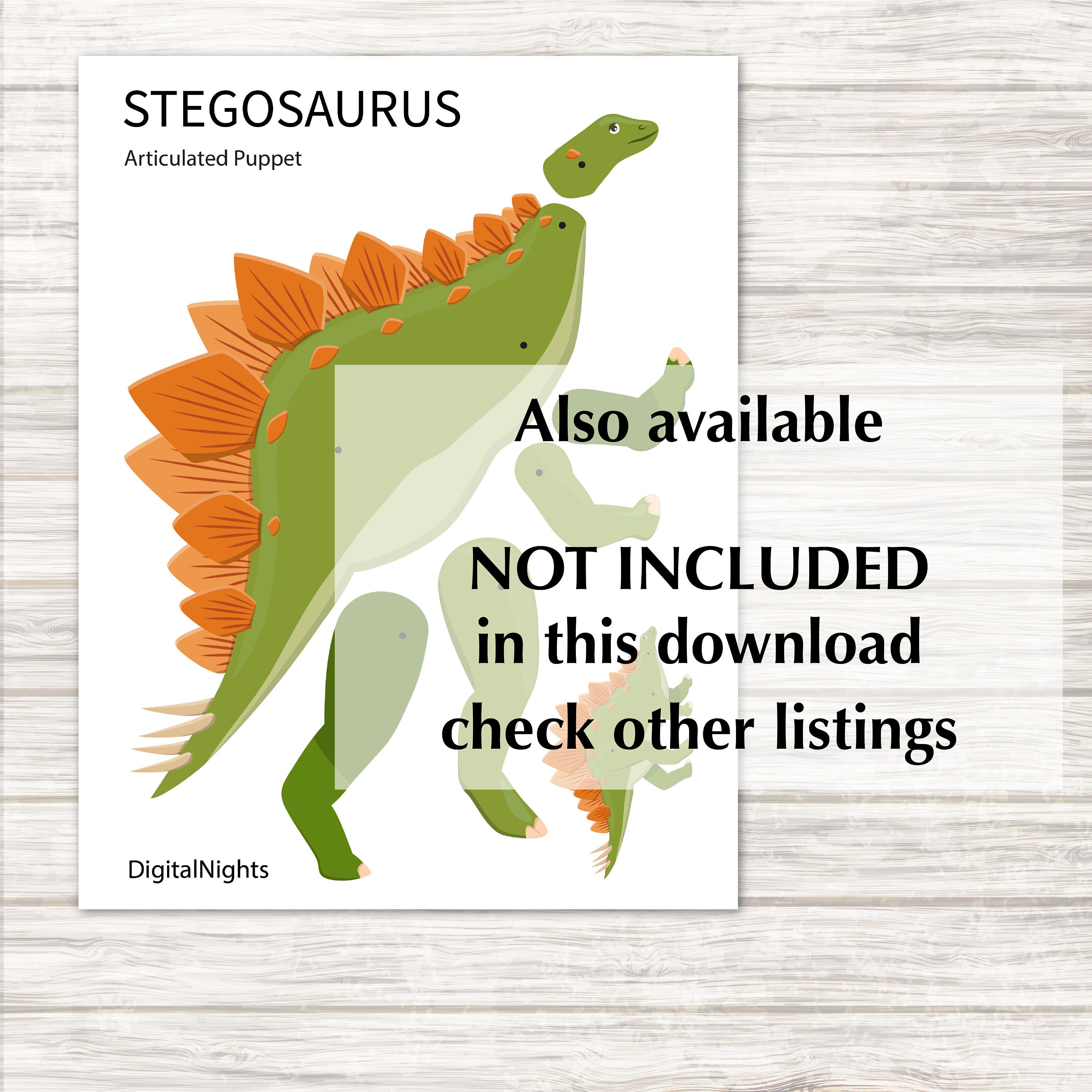 Articulated Paper Puppet Allosaurus Toy Dinosaur - Printable Instant ...