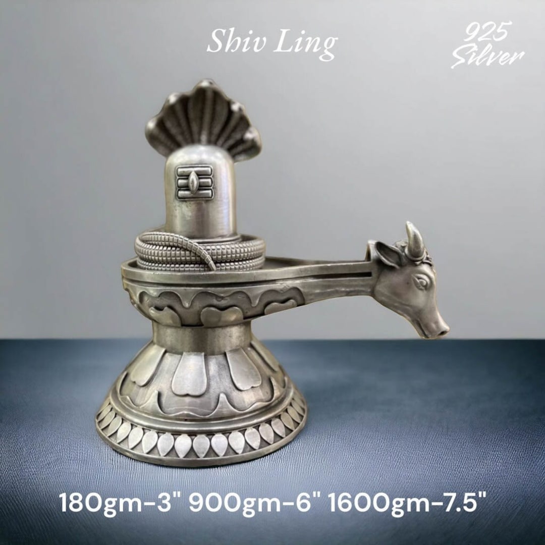 Buy Shivling in Pure 925 Silver / Shivaling With Yoni Base in Silver ...