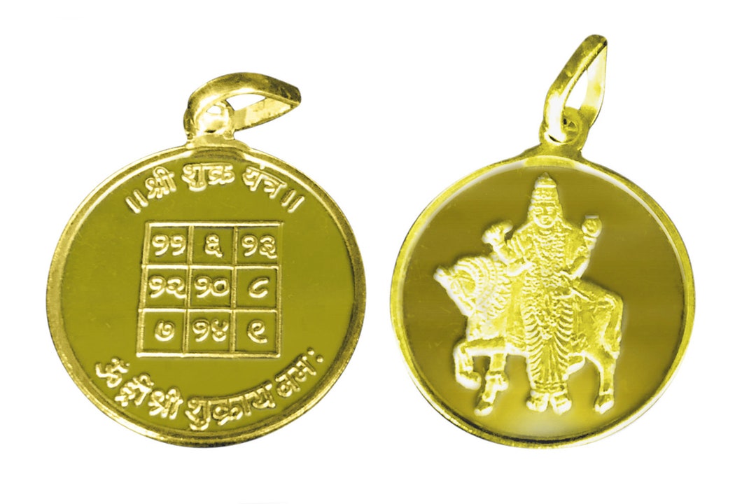 Shukra Graha / Venus Planet Yantra Pendant in Copper Gold - Etsy