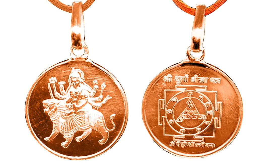 Durga Bisa Yantra Pendant in Pure Copper 999 Blessed and Energized ...