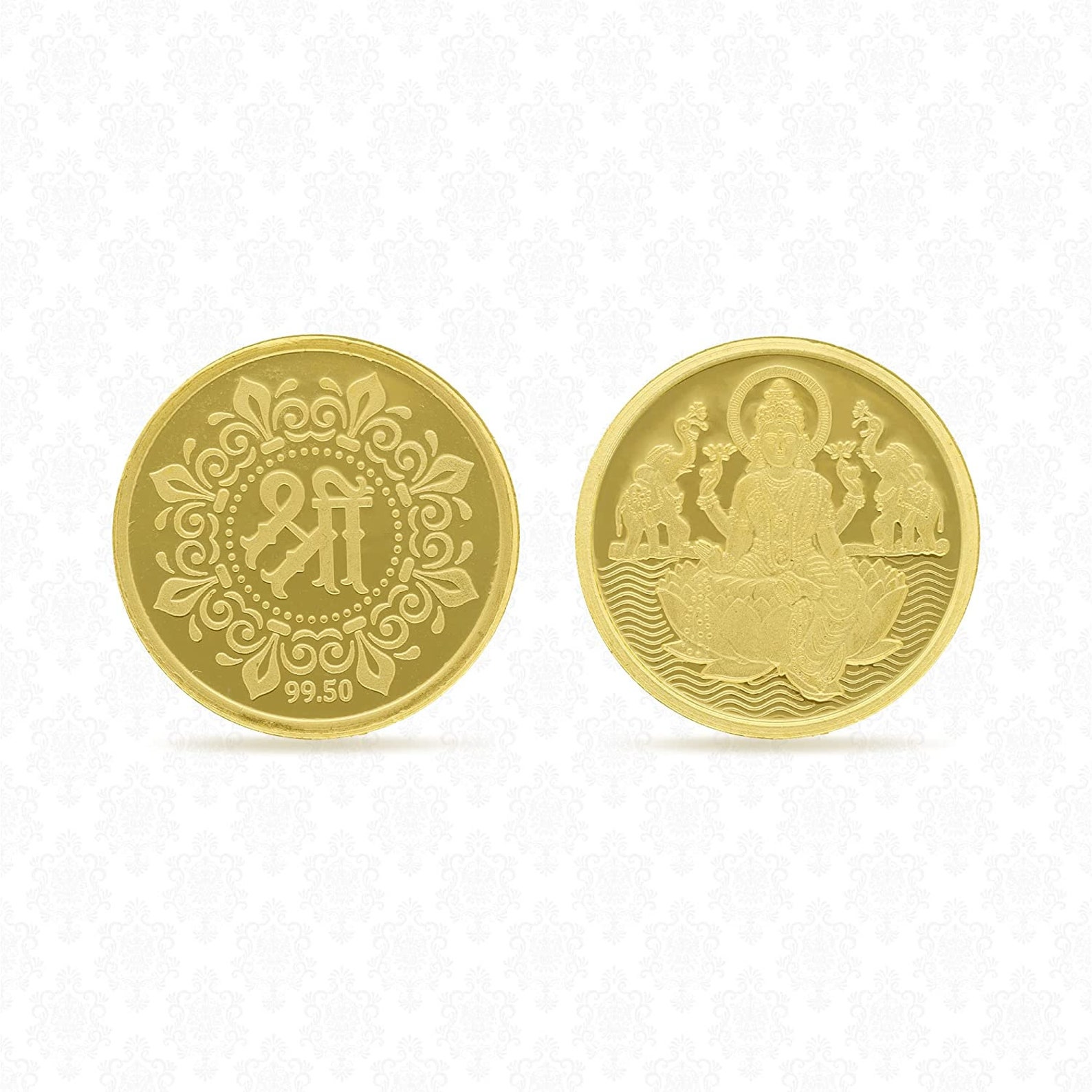 Laxmi Gold Coin 24K / 0.50 Grams Goddess Laxmi Coin in Pure Yellow Gold ...