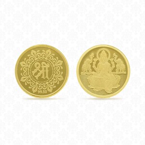 Laxmi Gold Coin 24K / 0.50 Grams Goddess Laxmi Coin in Pure Yellow Gold ...