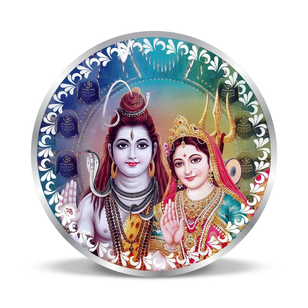 Shiv Parvati Coin / Lord Shiva & Goddess Parvati Color Coin Pure Silver ...