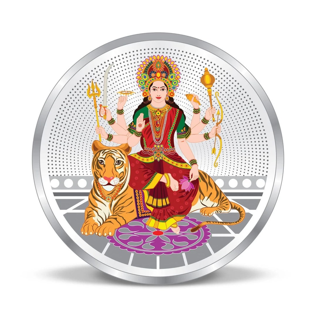 Goddess Durga Coin / Durga Bisa 999 Pure Silver Coin - Etsy