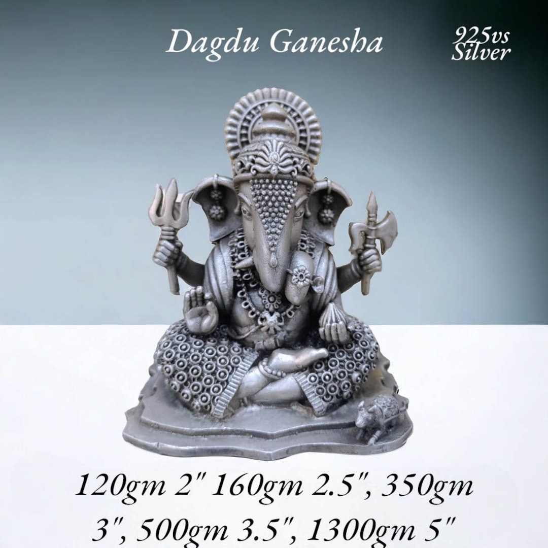 Shreemant Dagdusheth Halwai Ganesh Idol in Pure 925 Silver / Dagdu ...