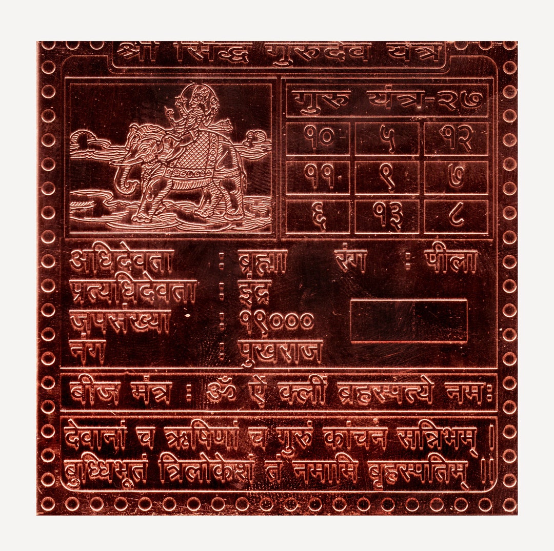 Guru Graha Yantra / Jupiter Planet Energized Yantra in Pure Copper ...