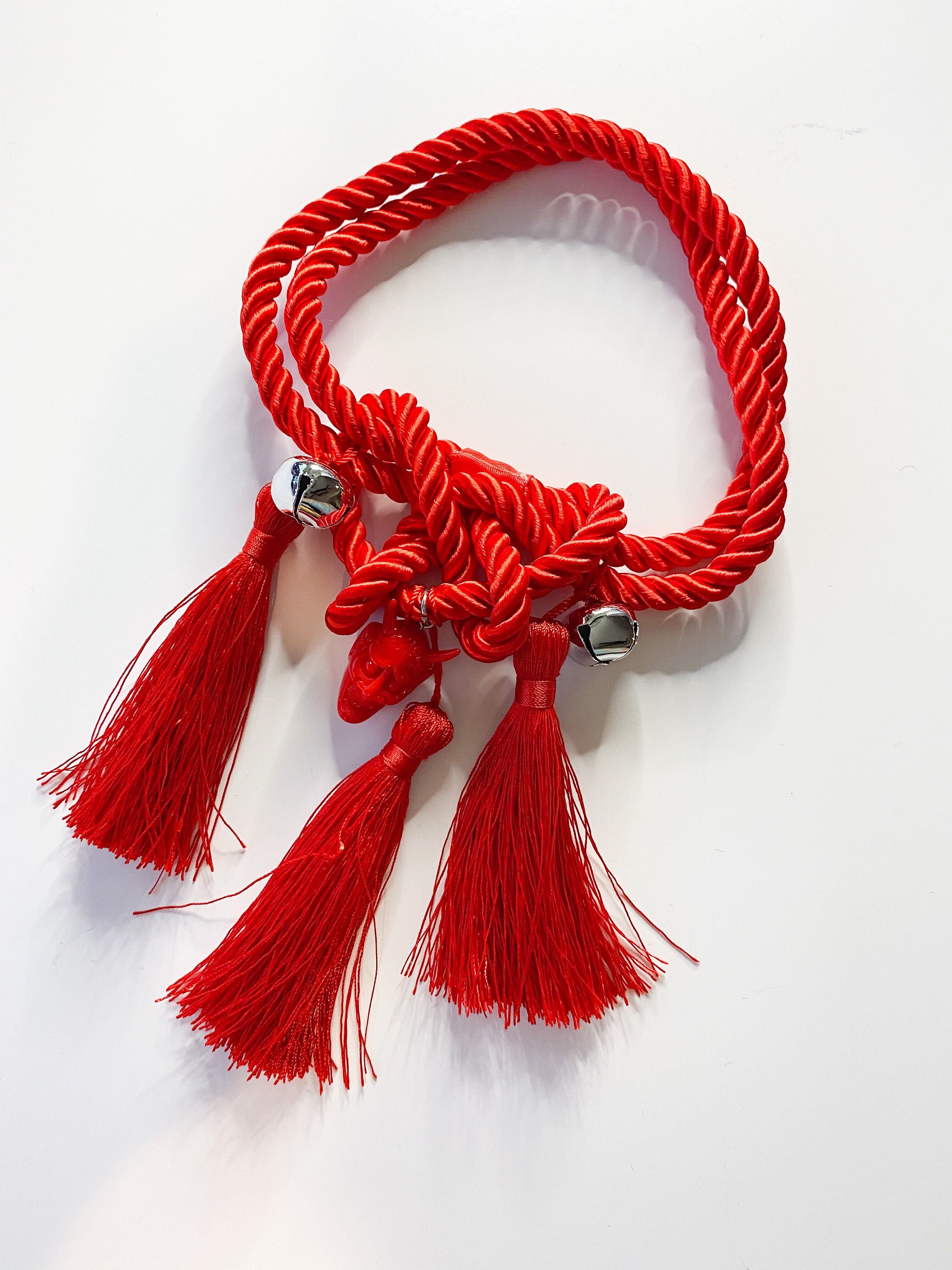 Oni Mask Red with Red Tassels VIP Rope Knot Charm Good | Etsy