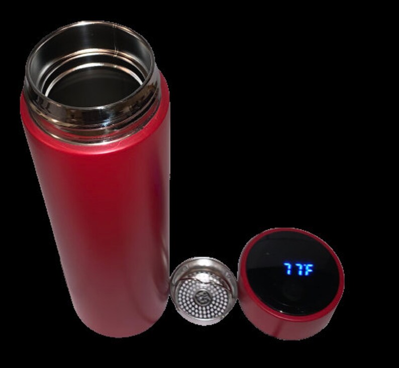RED Stainless Steel Double Wall Smart Bottle With Temperature LED C/F ...