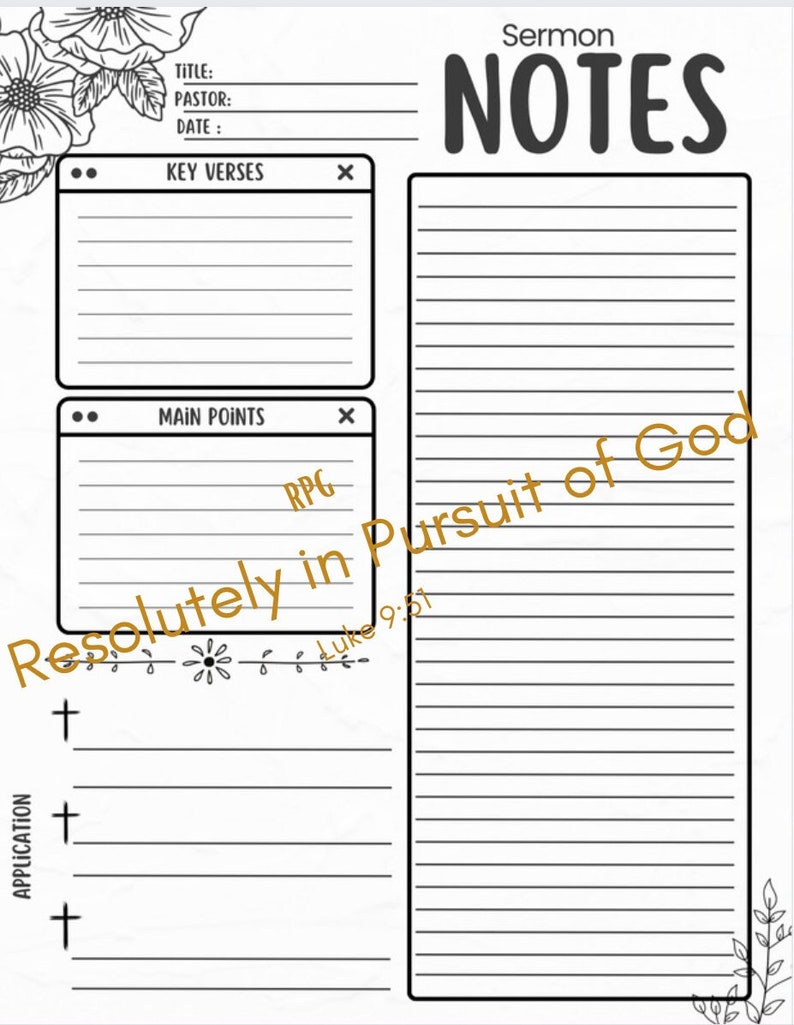 Digital Sermon Notes Template - Etsy