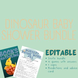 Roar-some Dinosaur Baby Shower Activities and Invitations - Instant ...