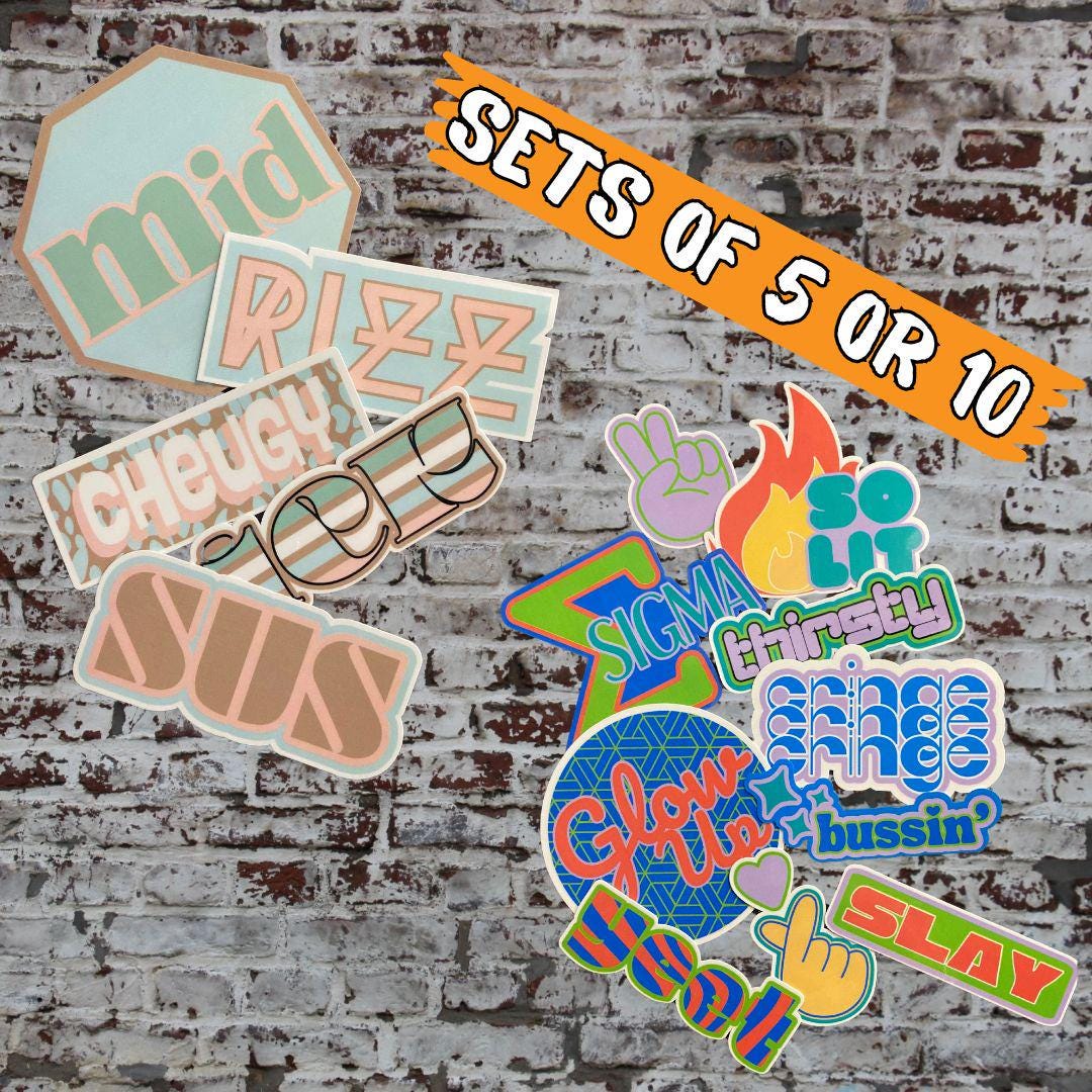 Gen Alpha Sticker Set – Cottagecore & Electric Color Schemes - Etsy