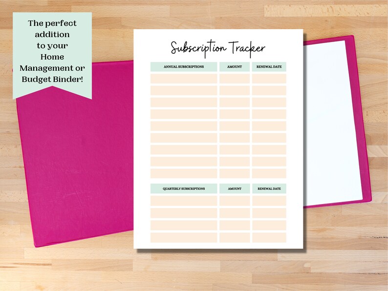 Subscription Tracker, Expense Tracker, Subscription Printable ...