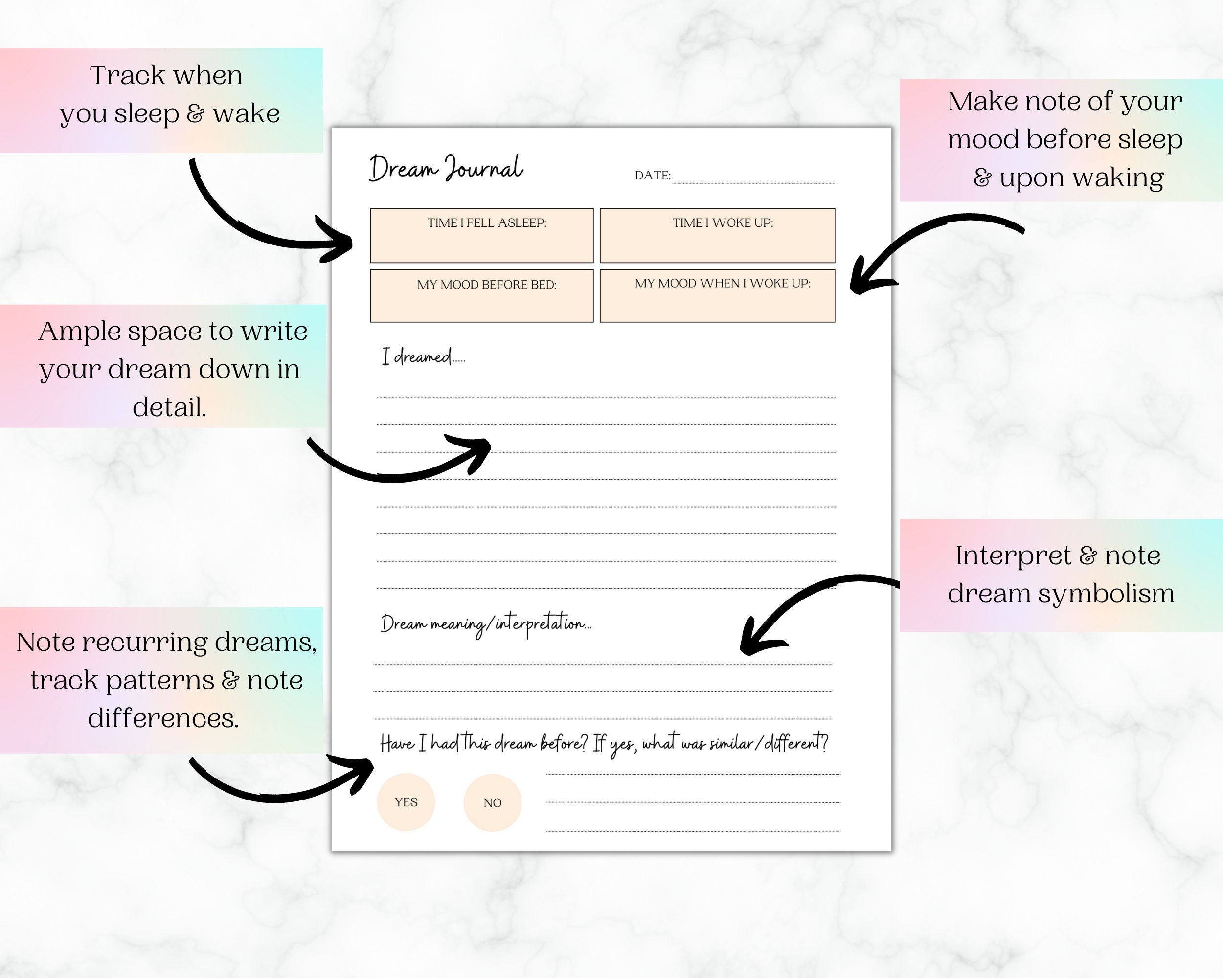 Dream Journal Digital | Dream Journal Printable | Dream Tracker | Dream ...