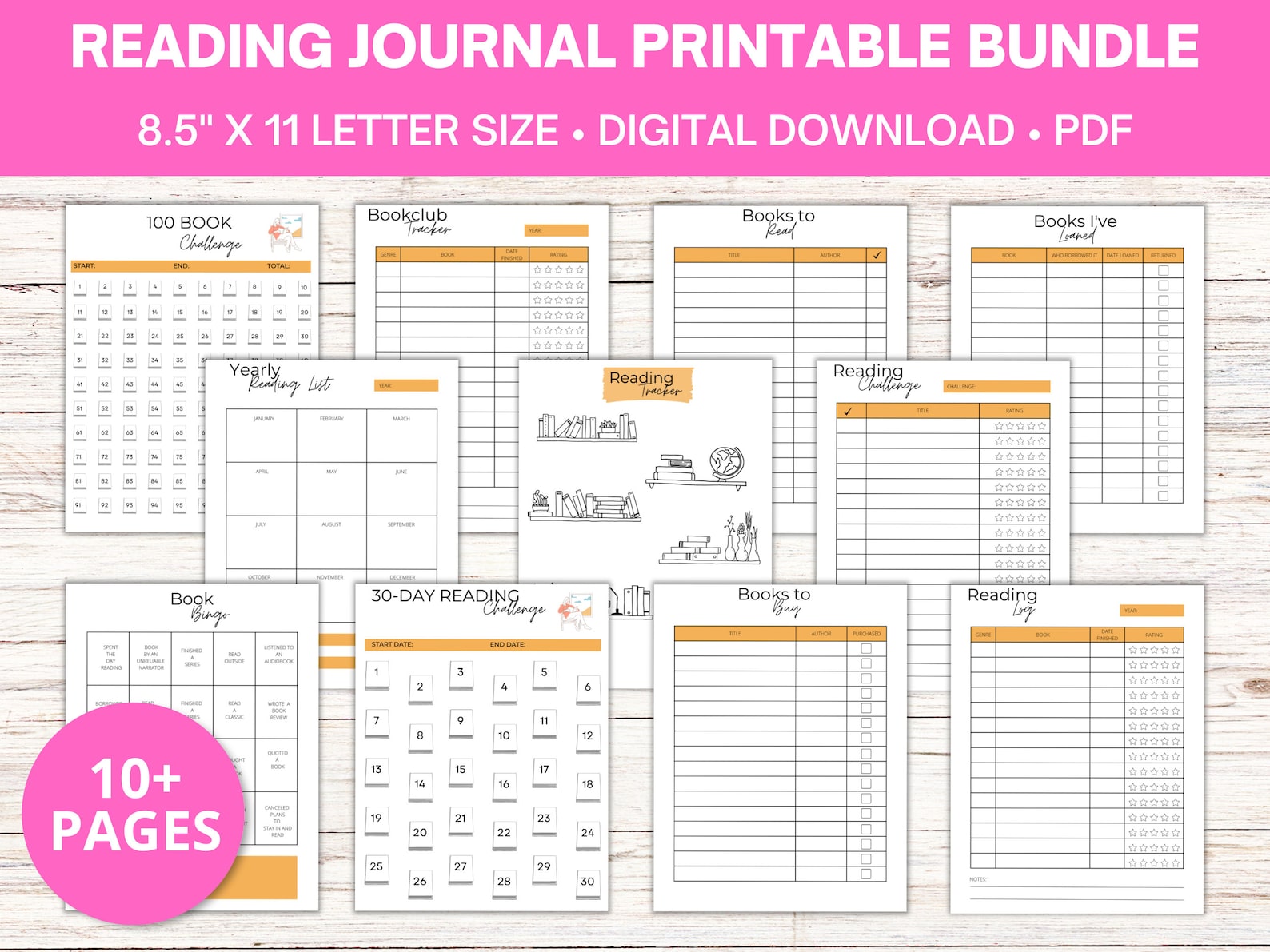 Reading Journal, Reading Log Printable, Bookshelf Printable, Reading ...