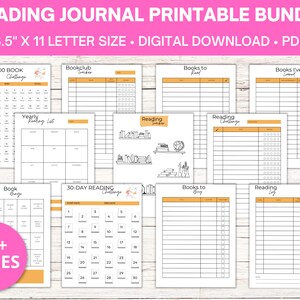 Reading Journal, Reading Log Printable, Bookshelf Printable, Reading ...