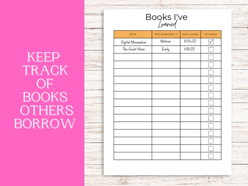 Reading Journal Reading Log Printable Bookshelf Printable - Etsy