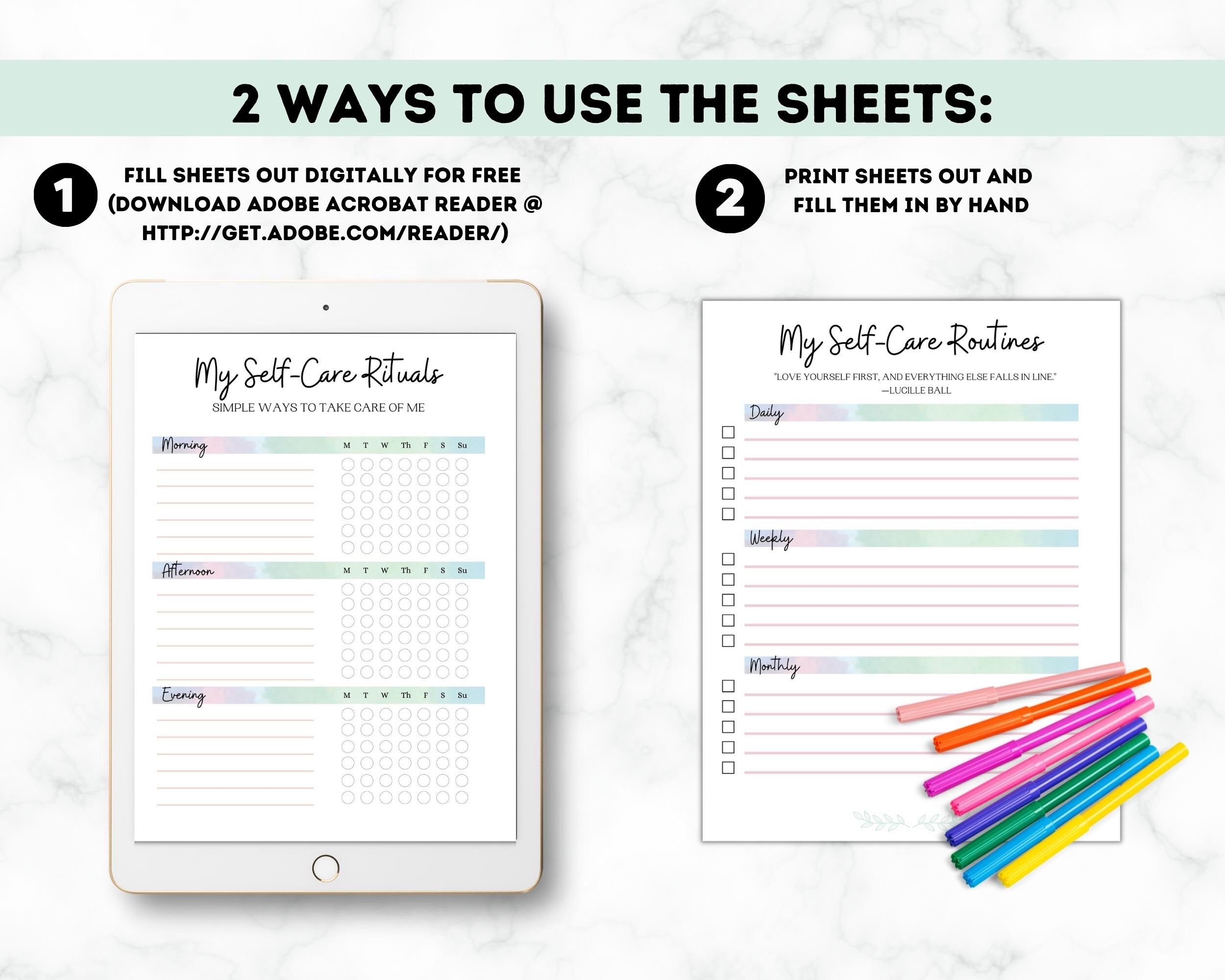 Self Care Planner Checklist for Mental Health & Wellness, Self Care ...