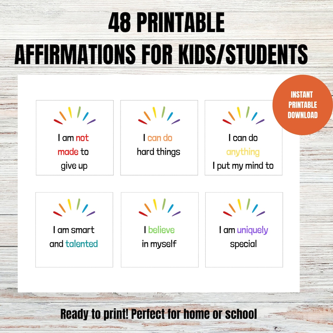 Kids Affirmations for School | Positive Affirmations for Kids Classroom ...