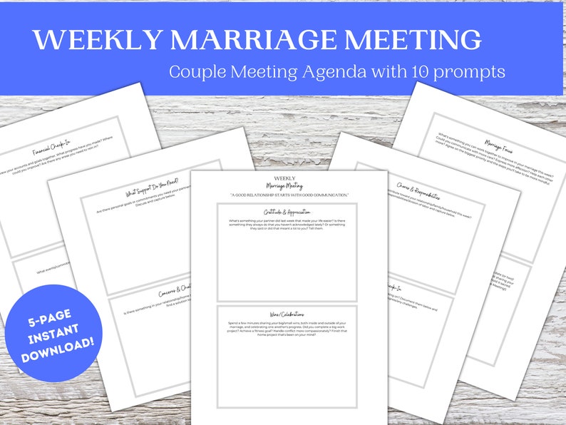 Weekly Couple Meeting, Weekly Marriage Meeting, Couple Meeting Planner ...