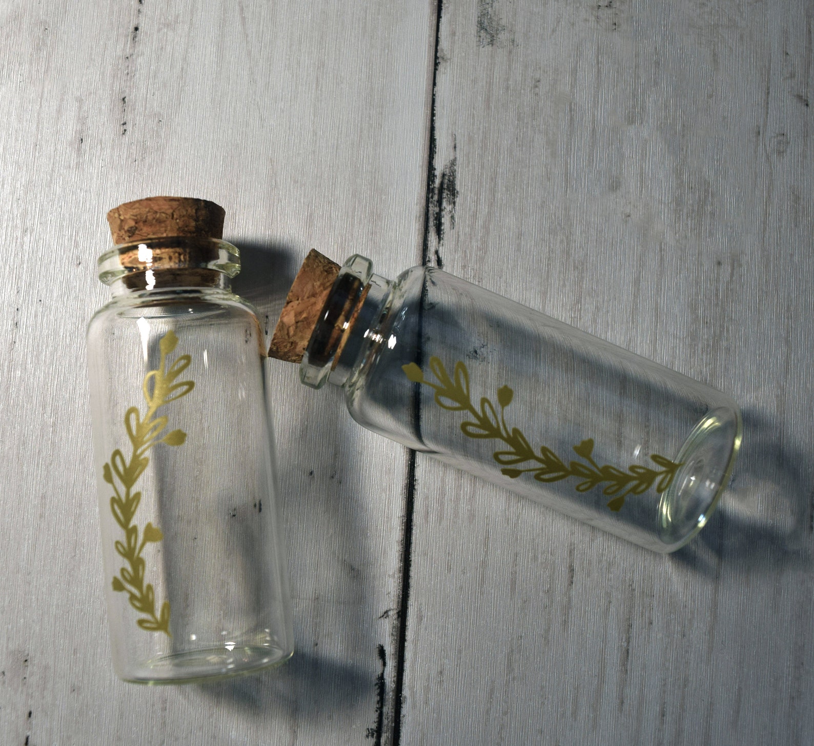 2 Empty Spell Jars With Design 30ml Cork Stopper Glass Bottle Vials ...