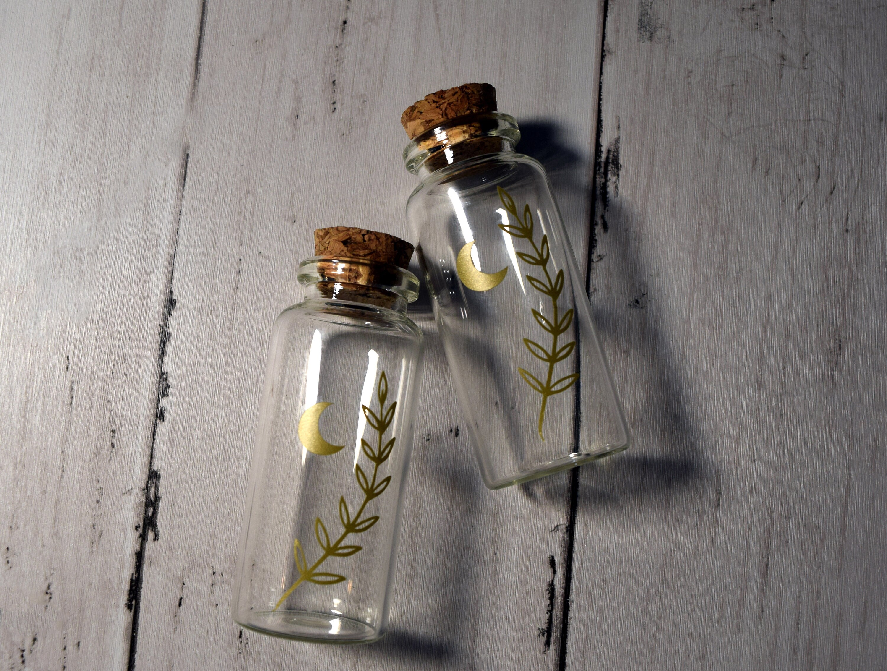 2 Empty Spell Jars With Design | 30ml Cork Stopper Glass Bottle Vials ...