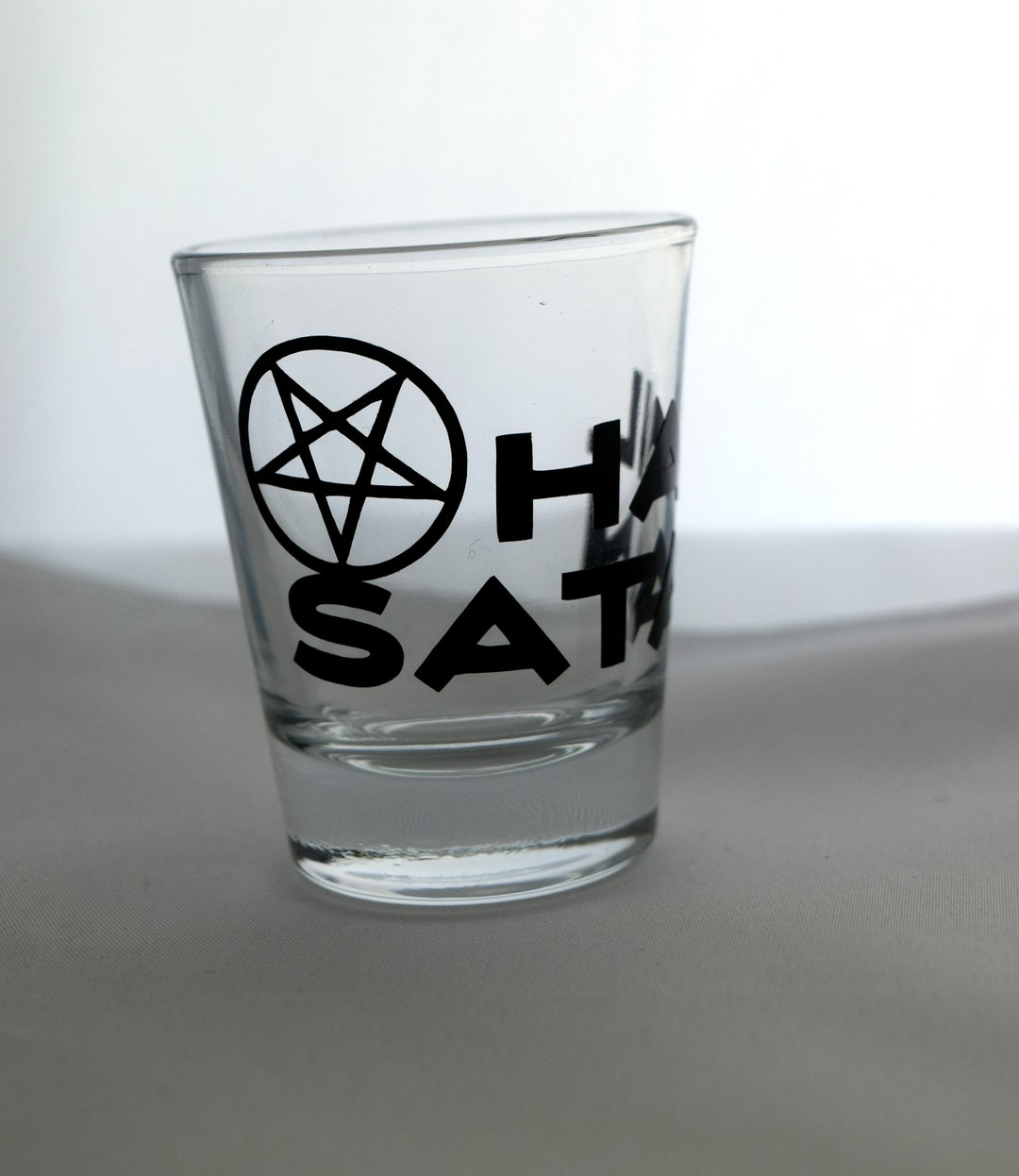 Hail Satan Shot Glass 1.5 Ounce Round Shot Glass Satanic Occult Gifts ...
