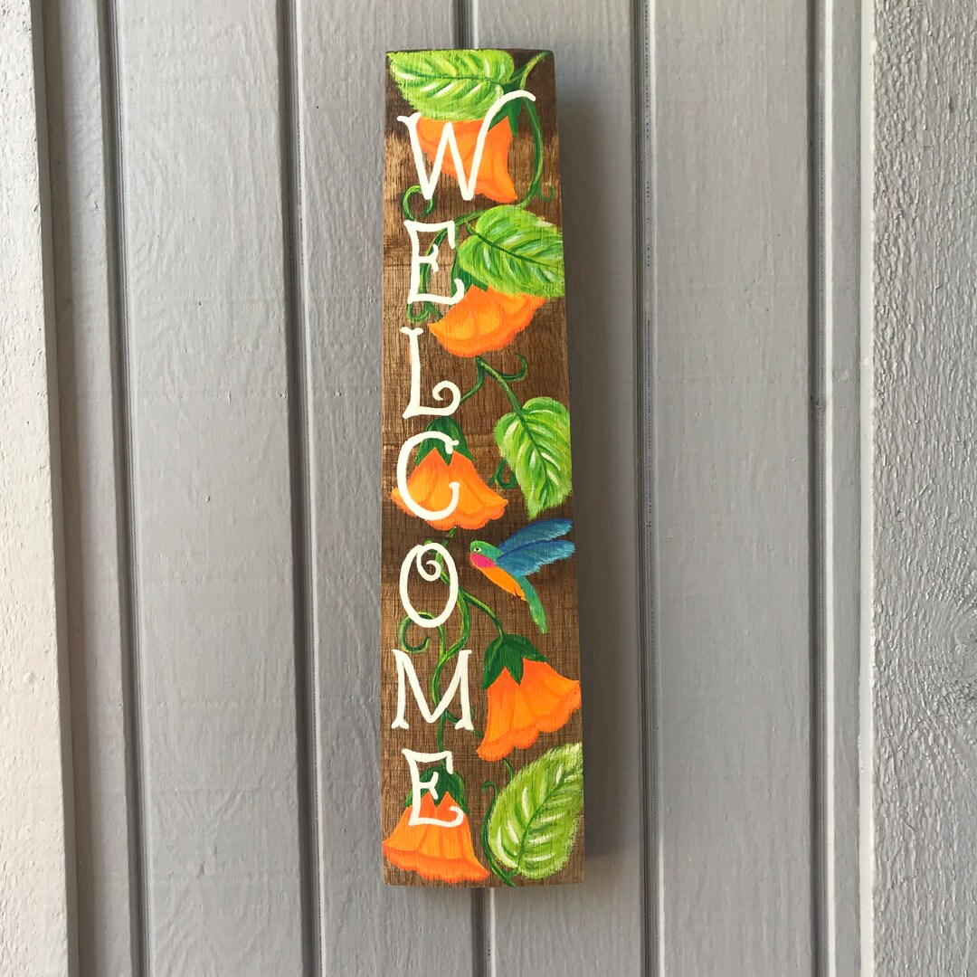 Orange Trumpet Vine Welcome Sign - Etsy