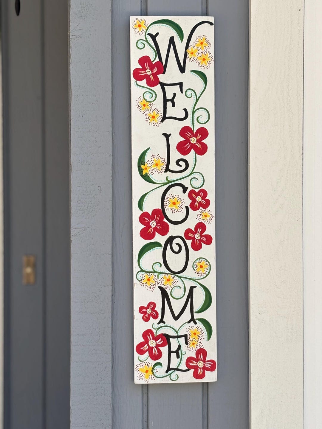 Red Flower Welcome Sign - Etsy