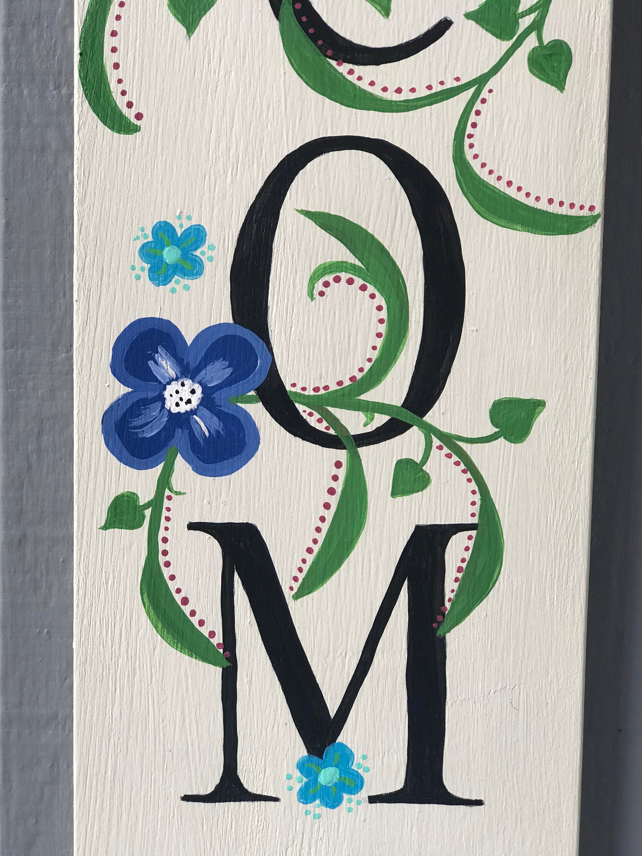 Blue Flower Welcome Sign - Etsy