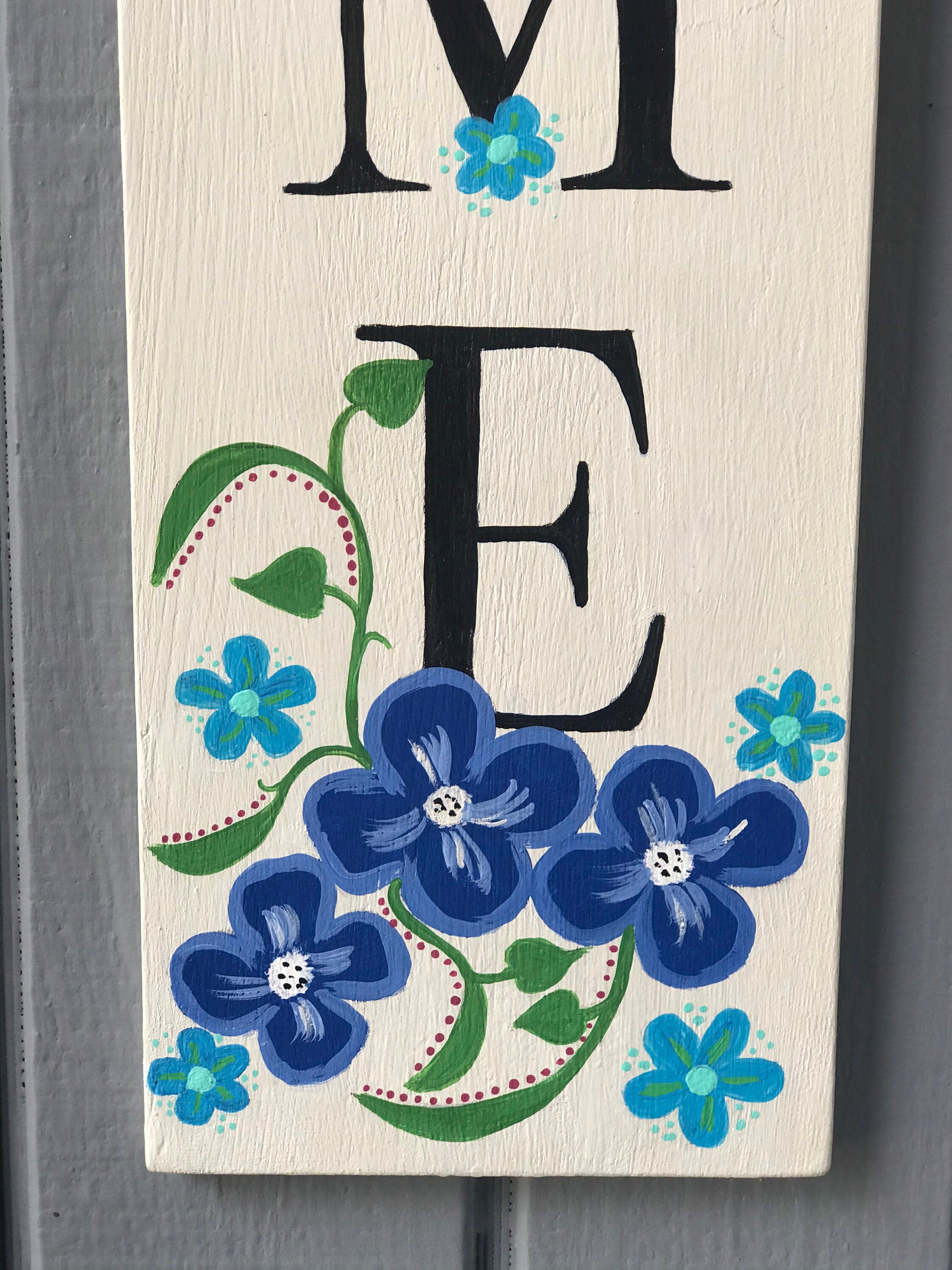 Blue Flower Welcome Sign - Etsy