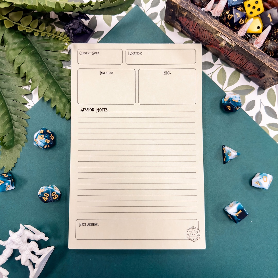 Dnd Session Notes Notepad - Etsy