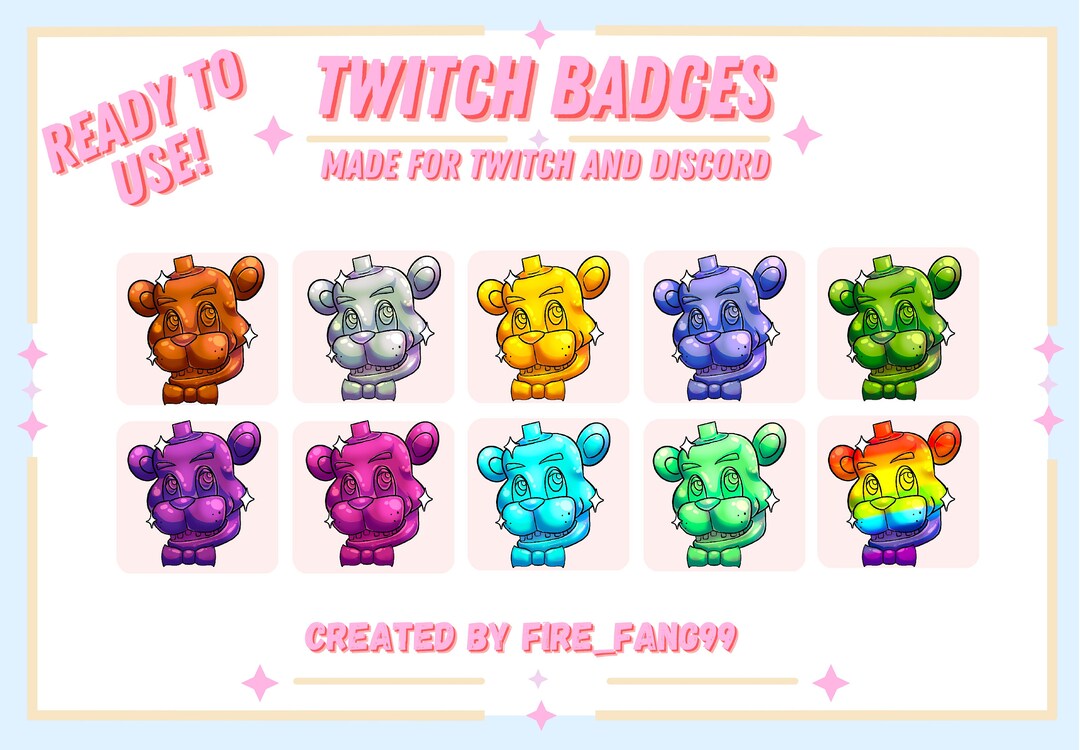 10 Freddy Shiny Badges || Twitch Badges || Set 1 - Etsy