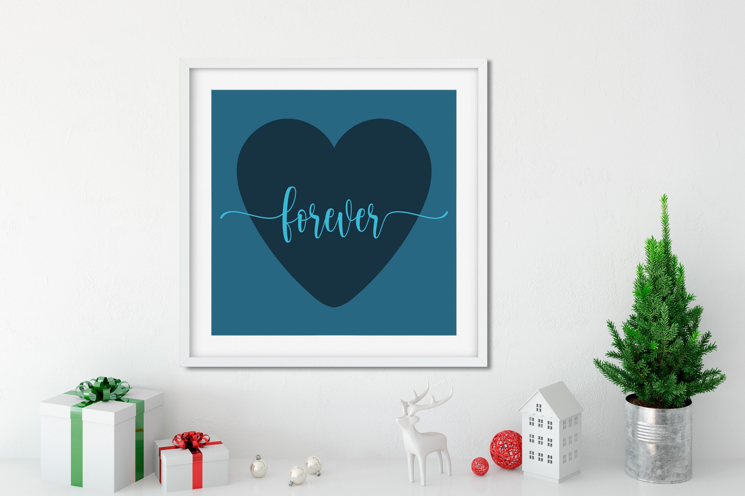Blue Heart "forever" Quote for Home Printing - Instant Download and Add ...