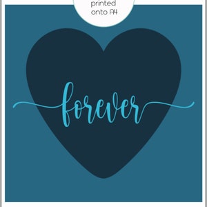 Blue Heart "forever" Quote for Home Printing - Instant Download and Add ...