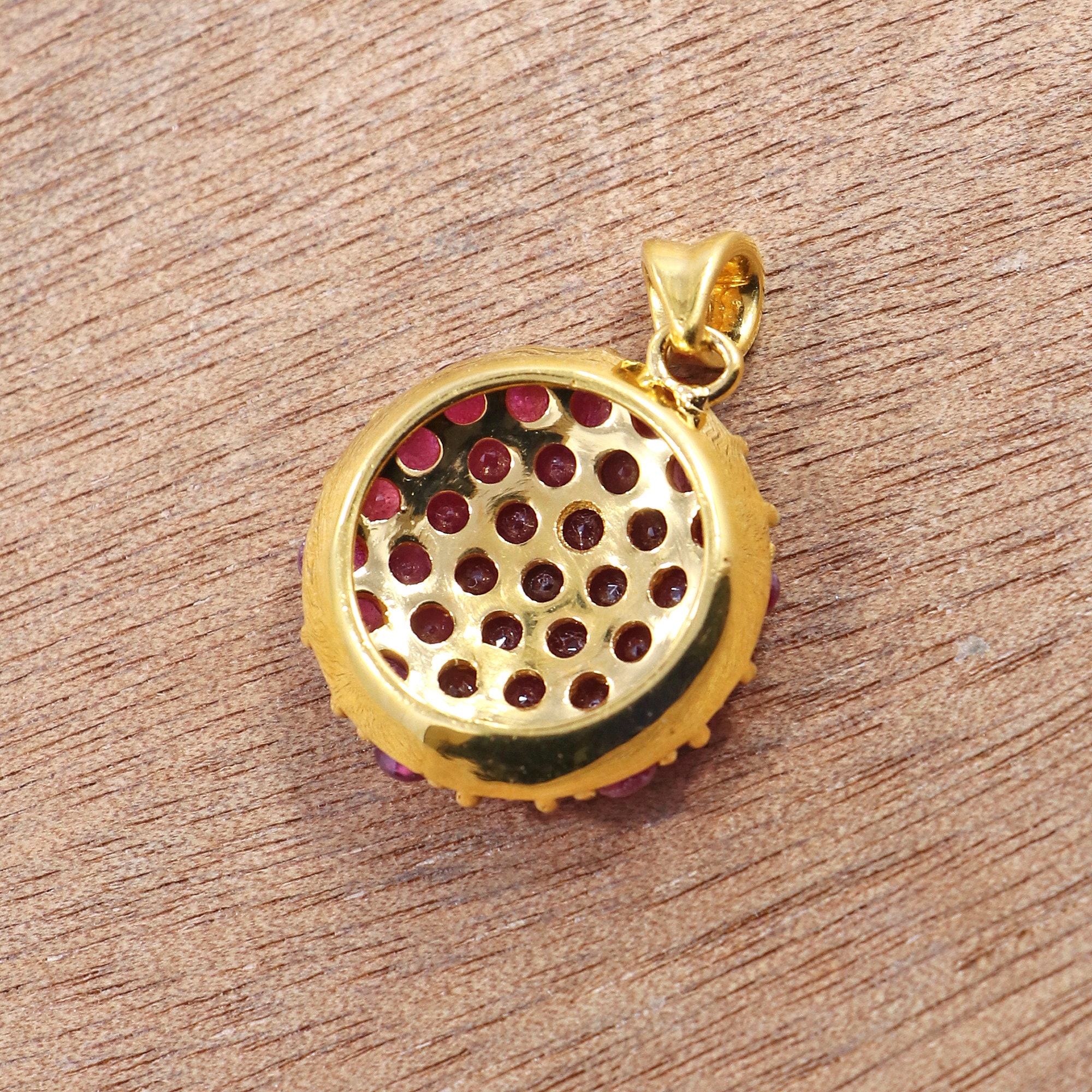 Gold Plated Sterling Silver Ruby Pendant: Round 3MM Gemstone - Etsy