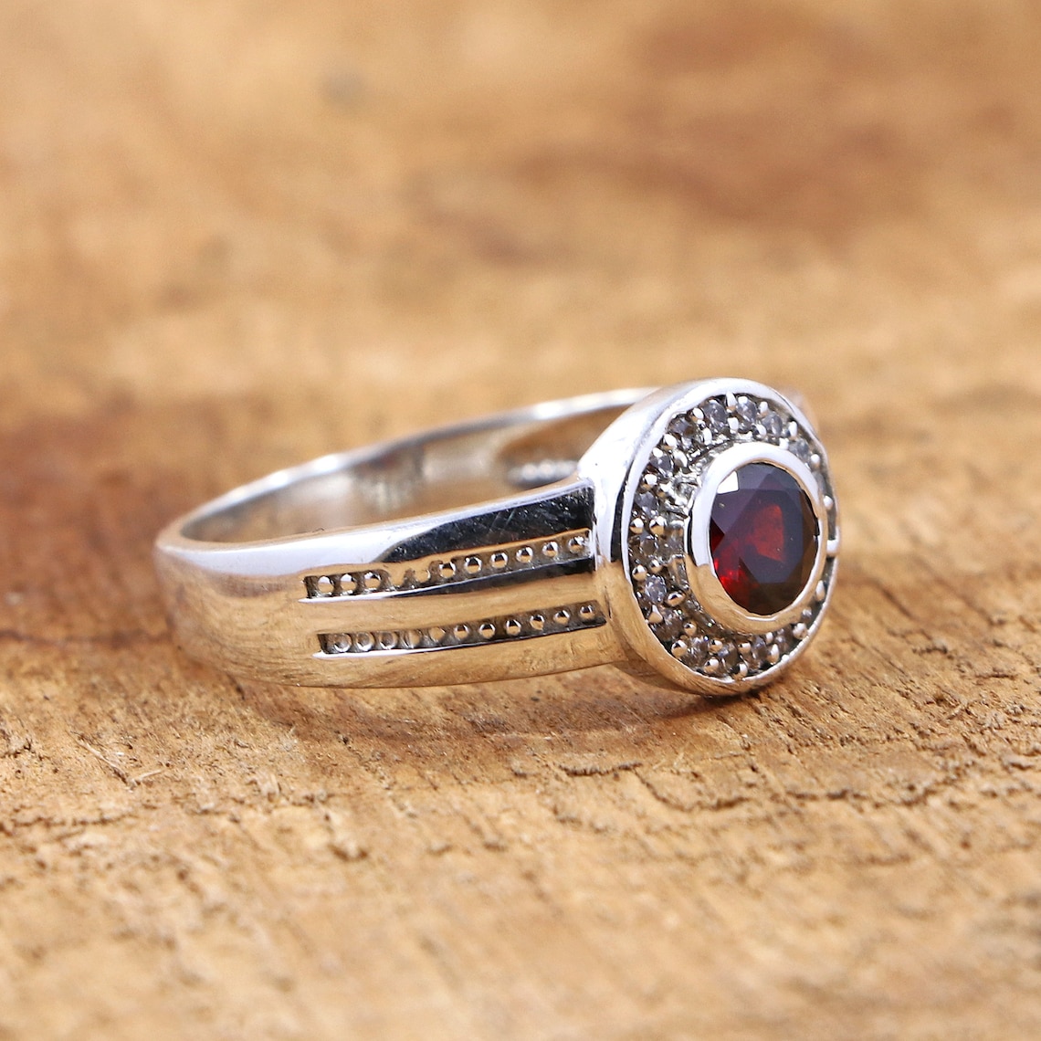 925 Sterling Silver Ring of Garnet 5 MM Round Garnet Ring for - Etsy
