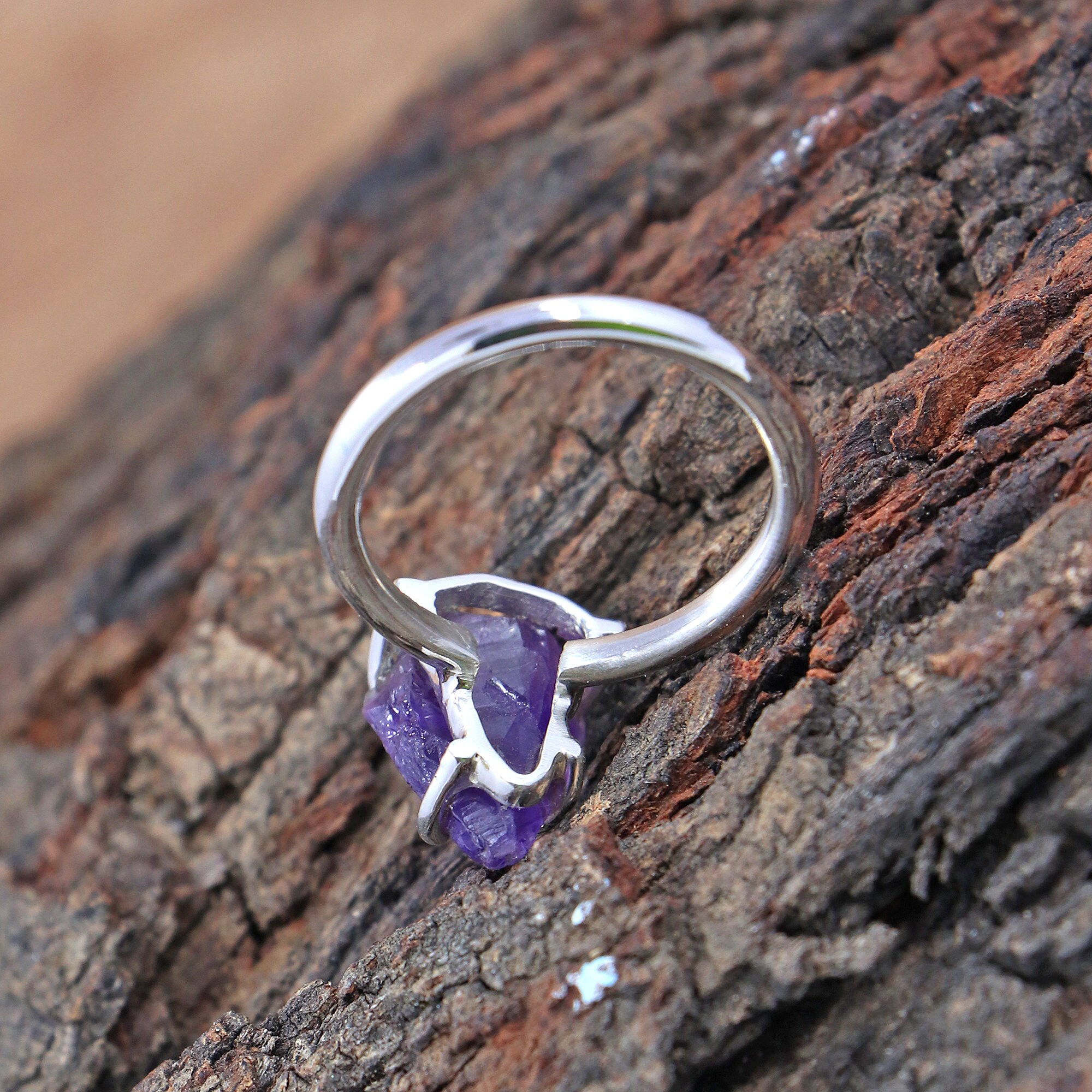 Beautiful Amethyst Ring Rough Amethyst Ring 925 Sterling - Etsy