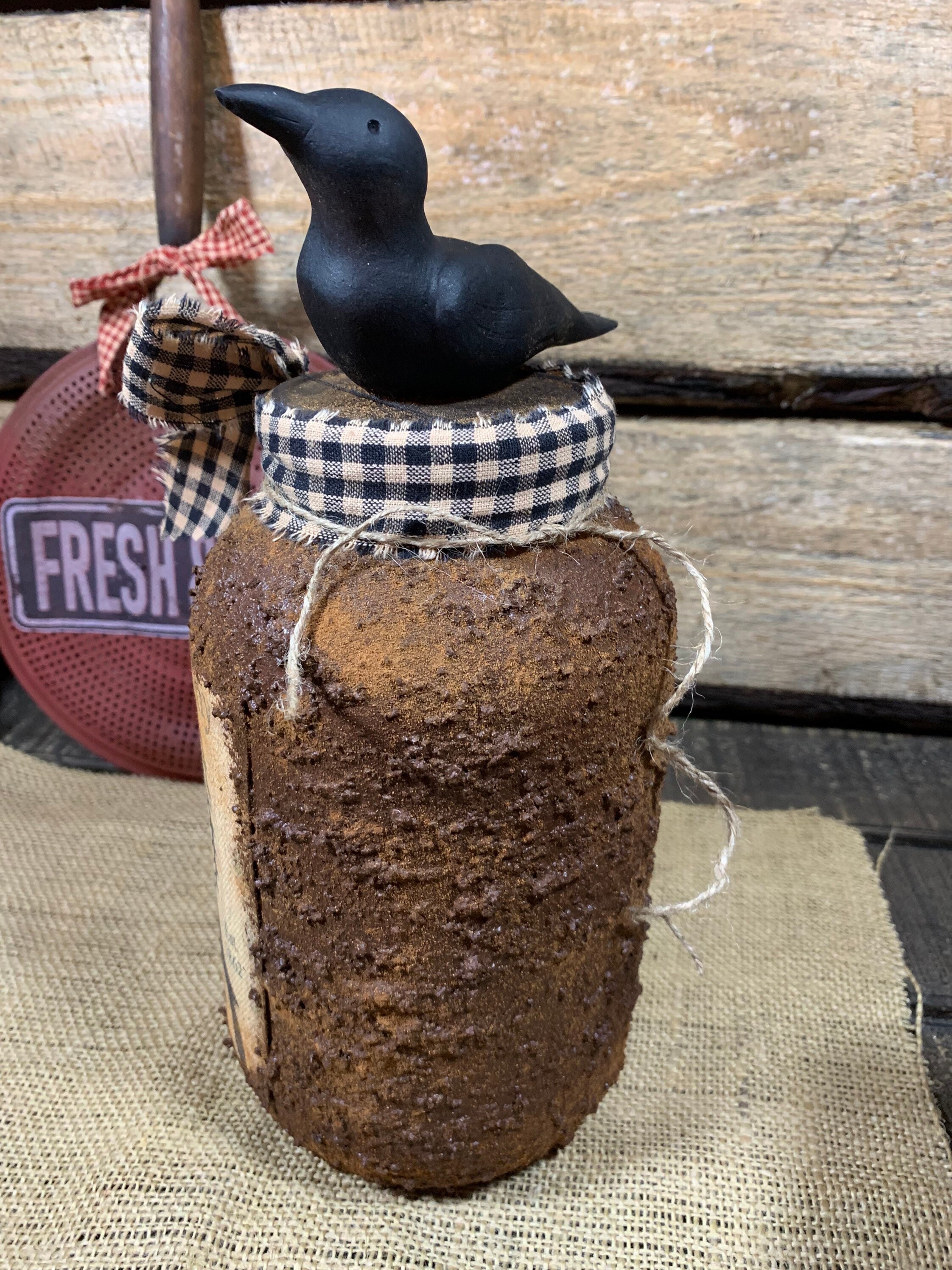 Primitive Crow Grungy Coffee Pantry Jar With Vintage Silver Spoon - Etsy