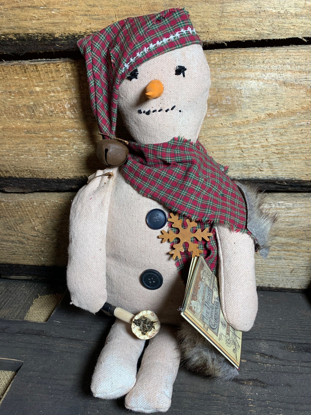 Primitive Snowman With Pipe. - Etsy