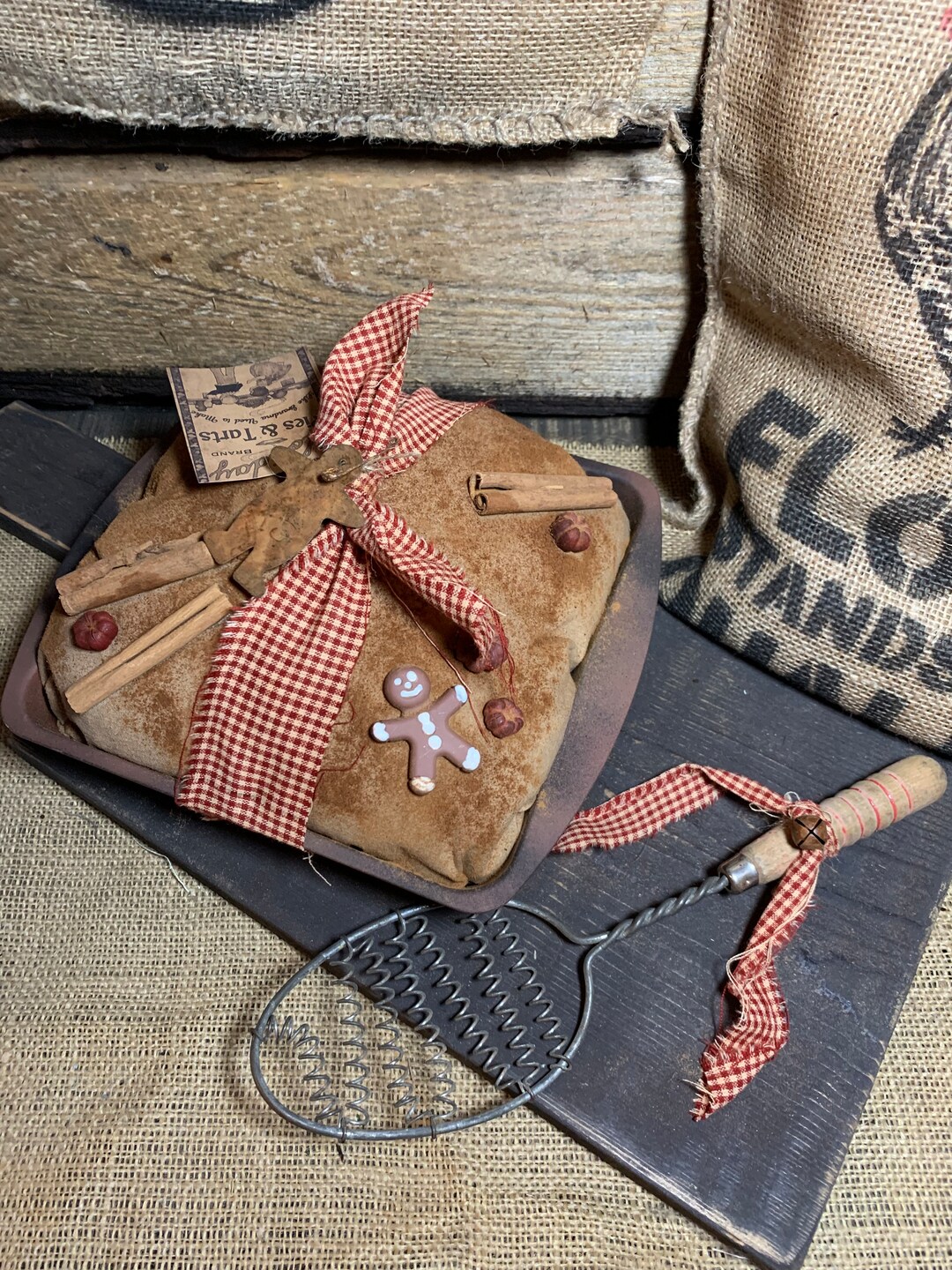 Primitive Country Faux Spice Cake. Gingerbread With Antique Whisk - Etsy