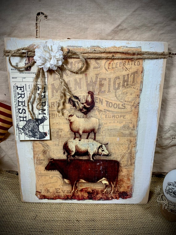 Farmhouse Primitive Rustic Wood Sign. Farm Animals. - Etsy