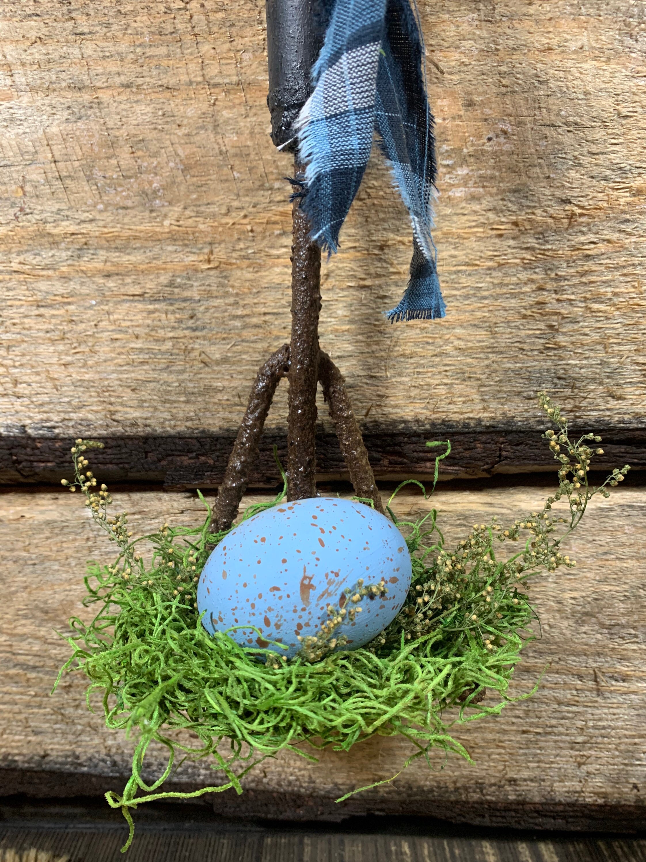Primitive Farmhouse Country Rustic Garden Rake With Egg in Nest. Spring ...